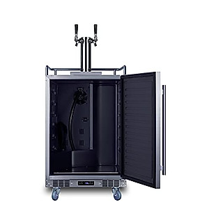Summit SBC683OSTWIN 24" Wide Built-in or Freestanding Outdoor Beer Kegerator, Dual Tap, Weatherproof, Automatic Defrost, Digital Thermostat, Tap Cool System, Adjustable Shelves, four Casters