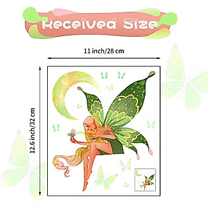 Glow in The Dark Fairy Butterfly Wall Stickers, Fairy Princess Wall Decal, Girls Kids Luminous Cartoon Decor for Room Bedroom Nursery Living Room Classroom, Kids Gift.