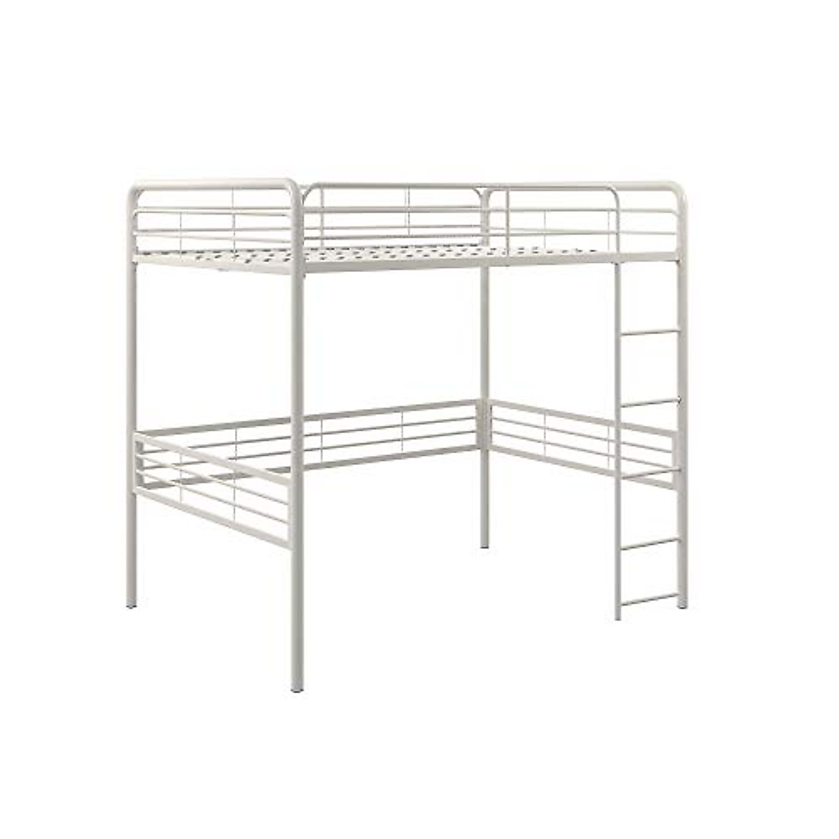 DHP Full Metal Loft Bed with Ladder Space-Saving Design, White