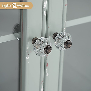 Sophia & William Accent Cabinet, Antique Buffet Cabinet, China Cabinets with Glass Doors and Drawer for Living Room Dining Room Kitchen, Mint Green