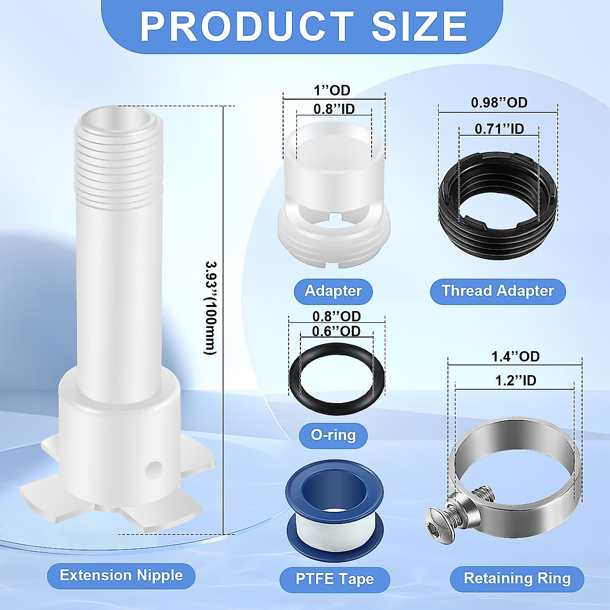 Dreyoo Four in One Tub Adapter, Bathtub Faucet Adapter Slip Fit for Copper, Universal Fits 1/2'' Copper Pipe, 1/2'' IPS and 3/4'' IPS, Tub Spout Diverter Repair Kit with Assembly Tool