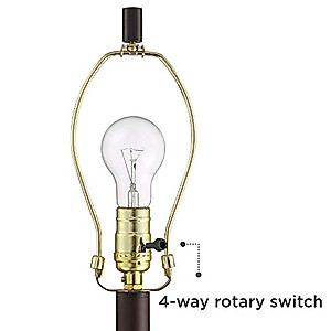 Franklin Iron Works Elias Industrial Rustic Farmhouse Floor Lamp Standing 651/2" Tall Oil Rubbed Bronze with LED Nightlight Off White Oatmeal Fabric Drum Shade for Living Room Reading Bedroom