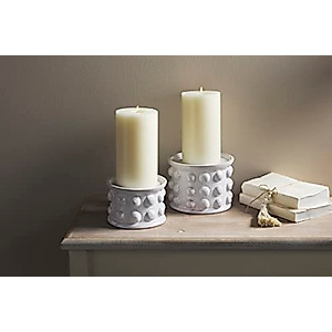 Mud Pie Beaded Pillar Holder, White