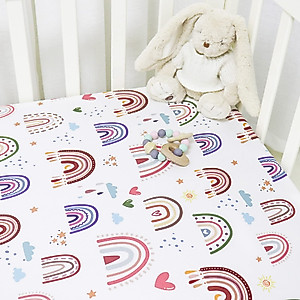 Rainbow World Crib Sheet and Baby Diaper Changing Pad Cover