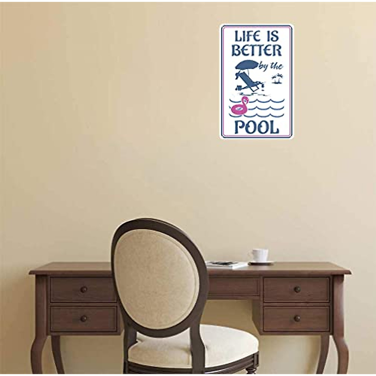 Life Is Better By The Pool 12" x 8" Funny Tin Sign Pool Decor