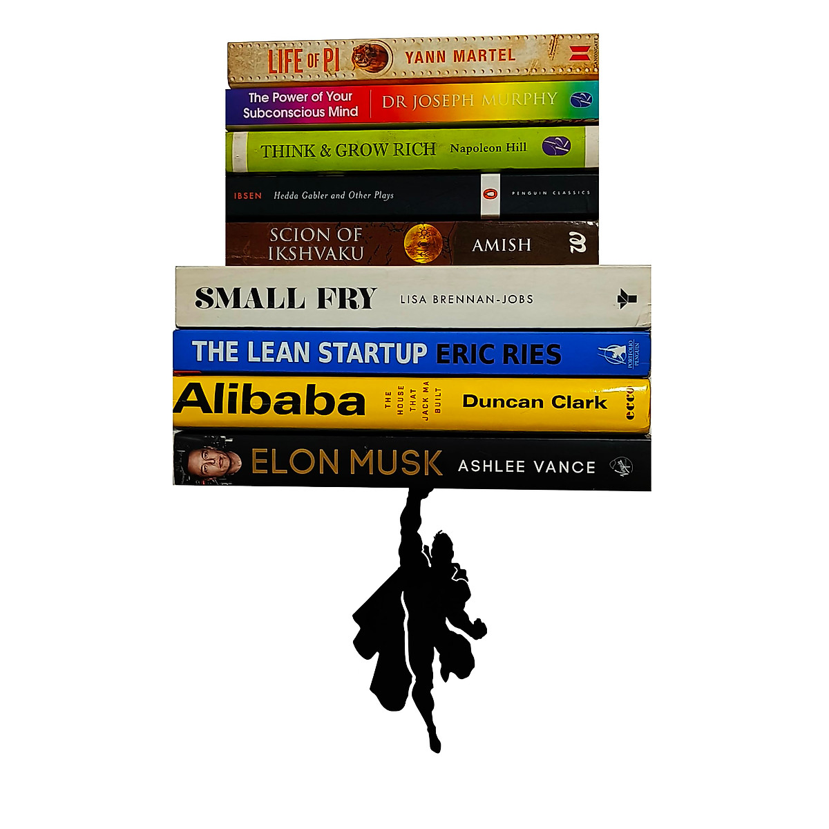 HeavenlyKraft Wall Mounted Metal Bookshelf Floating Bookshelf Supported by Superheros Invisible Bookshelf Metal Shelf Superhero Decoration Shelf Childrens Room Décor Model No. HK_249