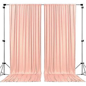 AK TRADING CO. 10 feet x 10 feet Polyester Backdrop Drapes Curtains Panels with Rod Pockets - Wedding Ceremony Party Home Window Decorations - Peach