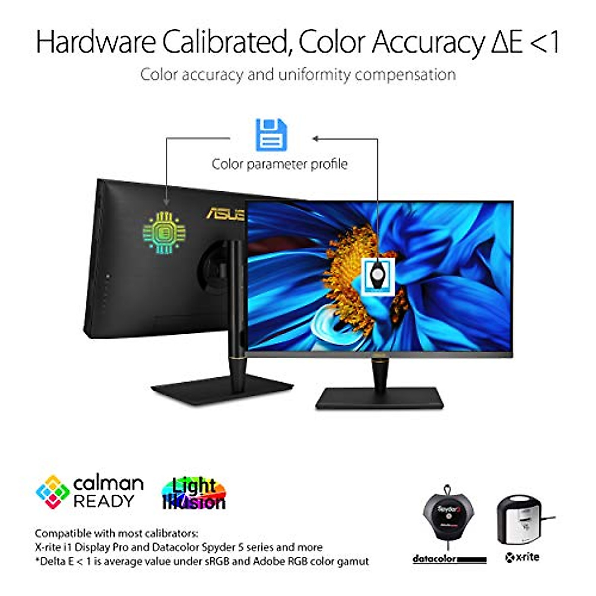 ASUS ProArt Display PA32UCX-PK 32” 4K HDR PC Monitor, 99% DCI-P3 99.5% Adobe RGB, DeltaE<1, 10-bit, IPS, Thunderbolt 3 USB-C HDMI, 1200nits, w/X-rite Calibrator, Compatible with Laptop & Mac Monitor