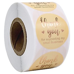 500 pcs Thank You Sticker Foil 1.5 Inch Thank You for Supporting My Small Business Labels for Sealing,Mailing Supplies for Small Business Boutique & Merchandise Bags,Ideal for Crafts & Online Sales
