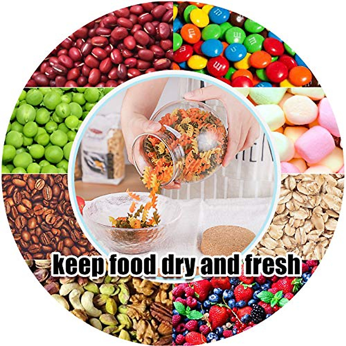 ONEISALL Glass Jar Storage Containers, 60 oz Easter Candy Jar Kitchen Canisters, Airtight Cookie Jar with Cork Lid, Perfect for Candy, Canning, Cereal, Sugar, Beans, Spice, Coffee