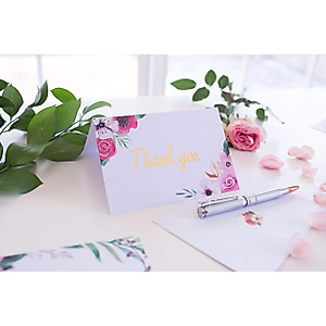 Boho Floral Thank You Cards for Designer Thank You Notes! Bulk Set of 48 Blank Cards with Envelopes for Baby Shower Note Cards, Wedding Thank You Cards and Bridal Shower Thankyou Card