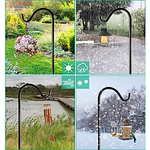 Fandature 76 Inch Tall Outdoor Shepherds Hook with 5 Prong Base, Adjustable Bird Feeder Pole Hanger for Hanging Outside Birdfeeders, Plant Baskets, Lanterns, Wedding Decor