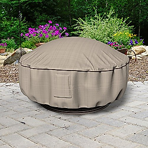Budge P9A15PM1 English Garden Fire Pit Cover Heavy Duty and Waterproof, Firepit, Tan Tweed