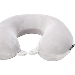 Broosktone Travel Neck Pillow - Lightweight Fleece Casing Extra Comfort Memory Foam - U-Shaped Neck Pillow for Travelling, Grey