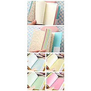 CRIVERS 5pc Portable mini smiley diary paper notebook, memo, leather case, 100 Sheets (Random Color)