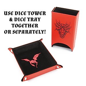 CASEMATIX Portable Dice Tower and Tray Set with Non-Scratch Felt Interior - Folding 8" Dice Rolling Tower