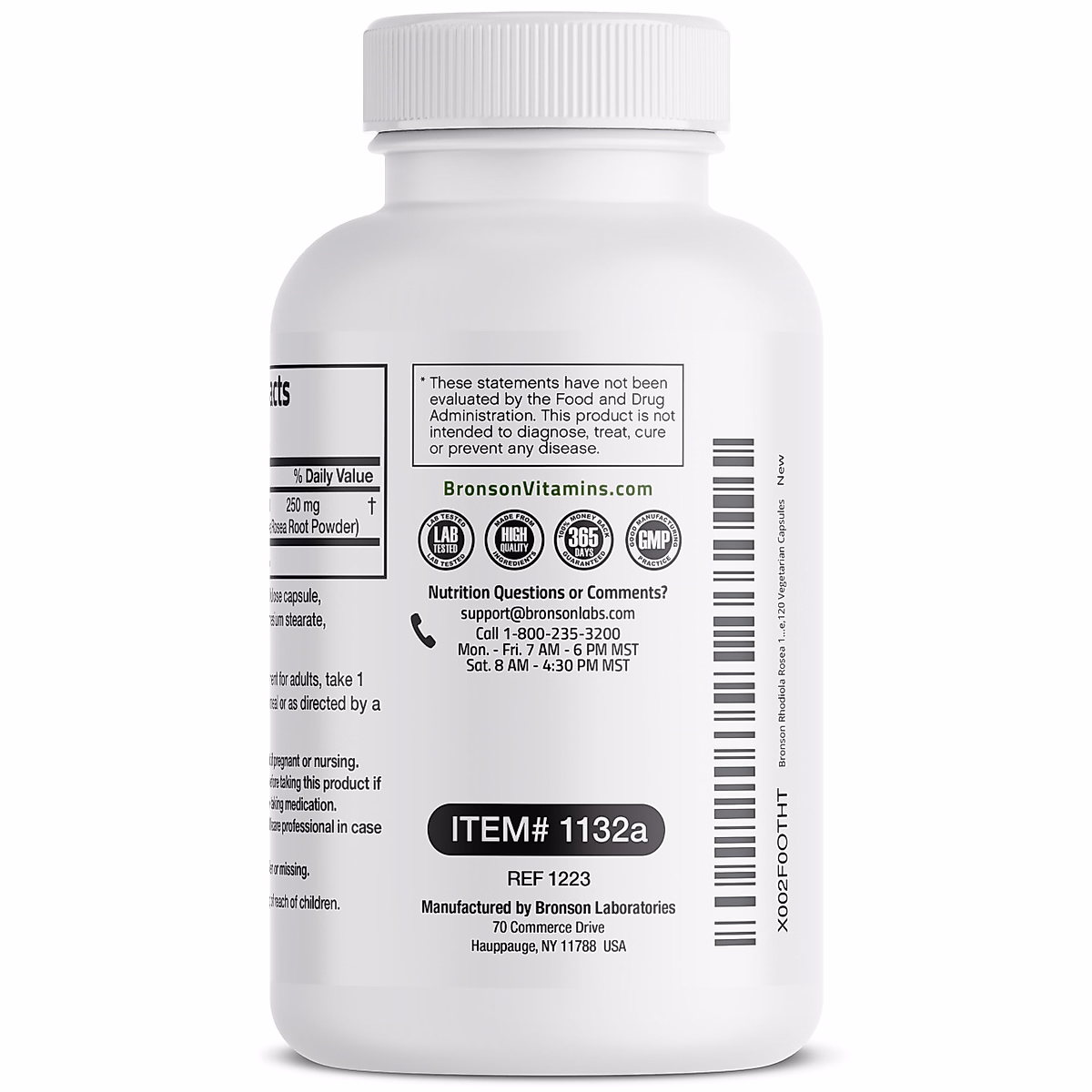 Bronson Rhodiola Rosea Vegetarian Capsules - Adaptogenic Herb - Brain, Stress & Mood Support - Non-GMO, 120 Count