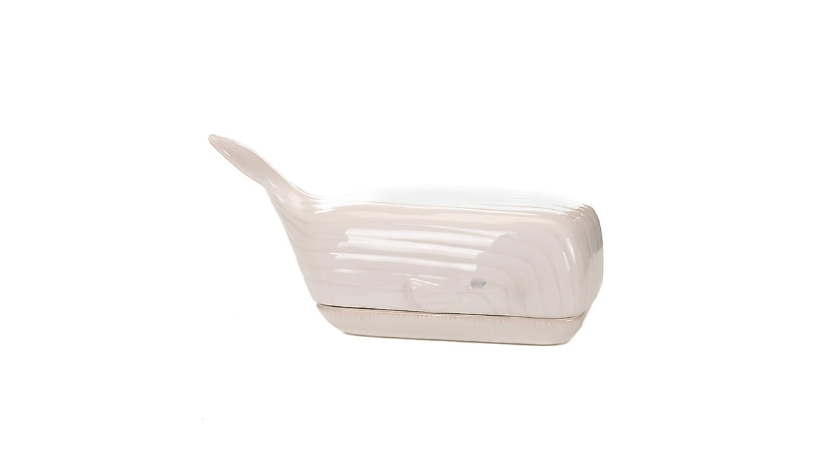 Nautical Whale Ceramic Butter Dish with Lid - Glossy White