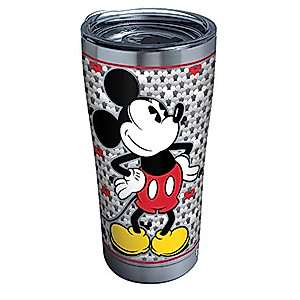Tervis 1292884 Disney-Mickey Mouse Tumbler with Clear and Black Hammer Lid, 20 oz Stainless Steel, Silver