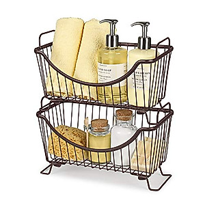 Spectrum Diversified Ashley Stackable Storage Basket, Large, Bronze (20324)