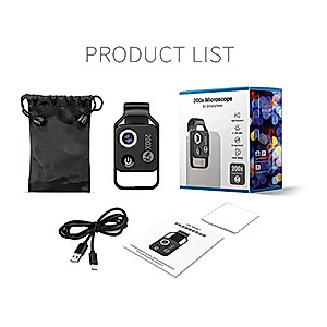 200X Phone Mini Pocket Microscope, with LED Light/Universal Clip, Portable Digital Microscope Camera Lens Attachments for Smartphone, Open up The microworld for Kids Adults (Black with CPL)
