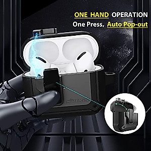 Nillkin for Airpods Pro Case Cover with Secure Lock,Press auto pop-Out Earphone case, Military Grade Armor Solid case Full-Body Hard Shell Protective Cover with Keychain for AirPod Pro 2019 - Black