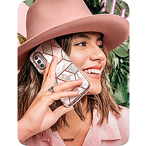 i-Blason Cosmo Series Designed for Moto G Stylus 5G Case (2022) [Not for 4G Version& 2020/2021 Version], Slim Stylish Protective Case with Built-in Screen Protector (Marble)