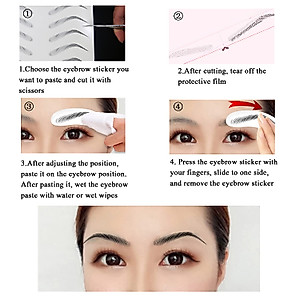 6 Sheets Eyebrow Tattoo Stickers 6D Realistic Stick-On Eyebrow Stencil Shape Waterproof Transfer Eyebrow Decal Quick Makeup Tool（3 styles brown）