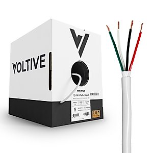 Voltive 12/4 Speaker Wire - 12 AWG/Gauge 4 Conductor - UL Listed in Wall (CL2/CL3) and Outdoor/In Ground (Direct Burial) Rated - Oxygen-Free Copper (OFC) - 250 Foot Bulk Cable Pull Box - White