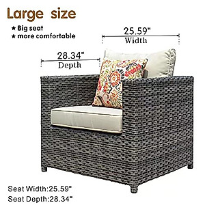 XIZZI Patio Furniture Set, No Assembly 9 PCS Big Size Outdoor Sectional Sofa All Weather PE Rattan Wicker Outdoor Furniture with 2 Pillows,Grey Wicker Beige Cushion