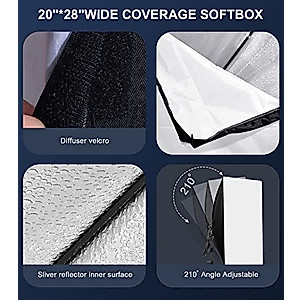 LED Softbox Lighting Kit, Zingbabu 20'' x28'' RGB Softbox Kit with 3200-6000K Led Bulb and Lighting Stand for YouTube Video Photography