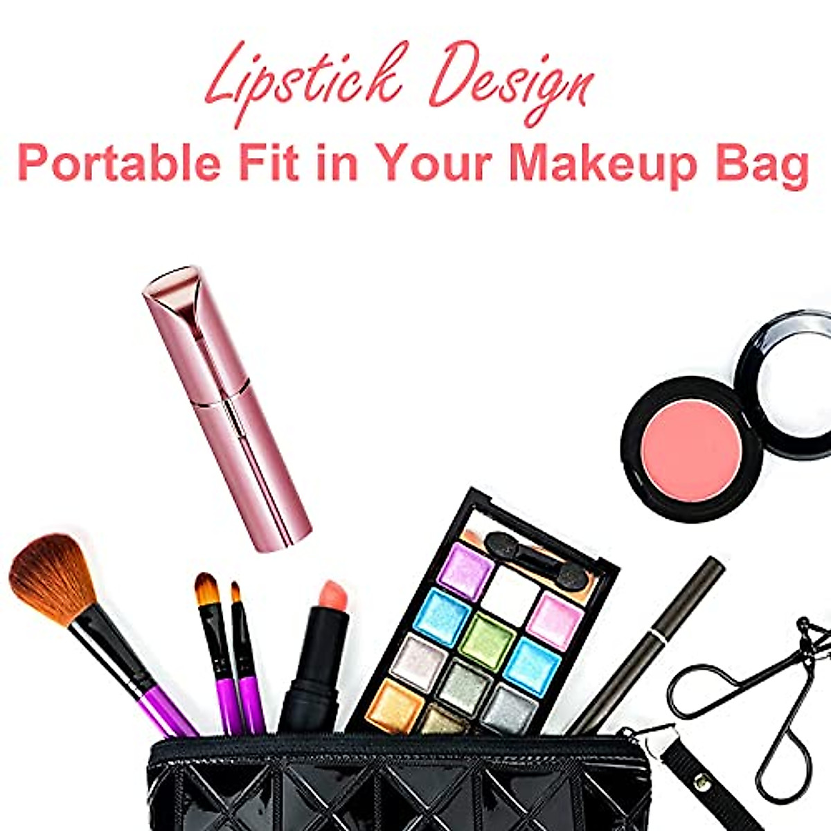 Rosarden Facial Hair Removal for Women, Mini Hair Remover, Electric Razor Shaver Portable Bikini Epilator for Lips, Chin, Armpit, Peach Fuzz, Fingers, Arms, Legs, Body and USB Rechargeable