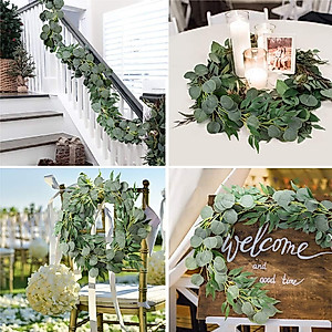 SOMYTING 2 PCS 6ft Artificial Eucalyptus Garland with Willow Leaves, Faux Greenery Garland Hanging Plants for Wedding Backdrop Arch Wall Garden Home Decor (Eucalyptus Willow Leaves, 2)