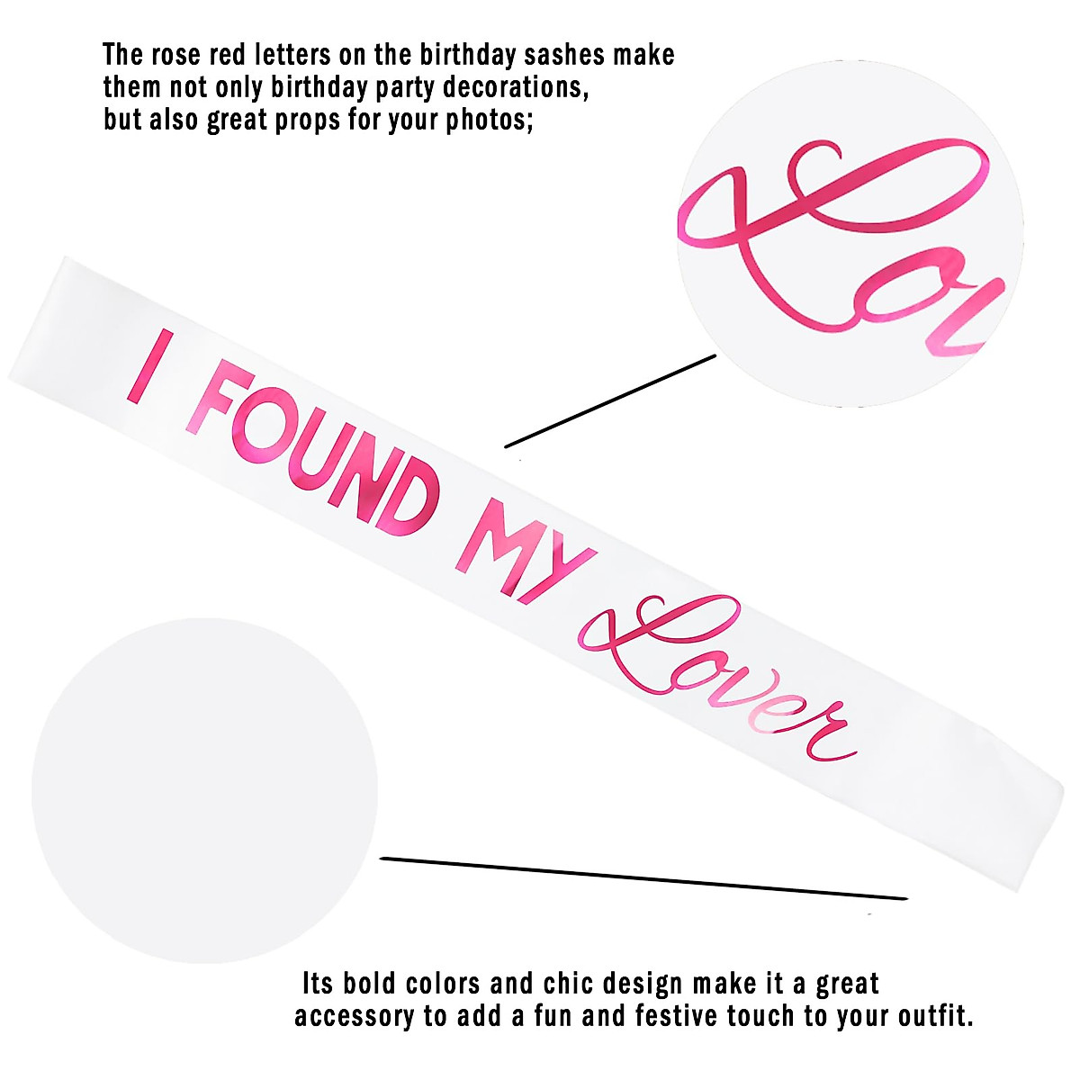Bride To Be Sash, Bachelorette Sash with Hot Pink Foil, I Found My Lover Sash for Bachelorette Party Decorations, Bridal Shower Accessory Gift, Bridesmaids Favor, Engagement Supplies, Cute Bride Sash