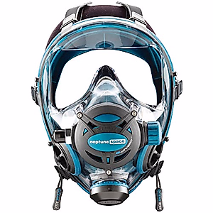 OCEAN REEF Neptune Space GDivers Integrated Full Face Diving Mask with GSM G.Divers, Emerald, Small/Medium