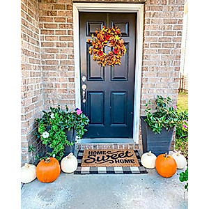 Buffalo Plaid Rug 24 x 36 Inch for Layered Hello Door Mats Washable Black and White Checked Indoor or Outdoor Rugs Carpet for Front Door Entryway