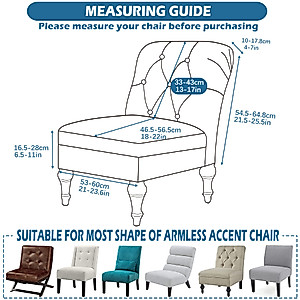 Jusmate Armless Accent Chair Cover Slipcover, Stretch Chair Slipper Super Fit Armless Chair Furniture Protector Cover Slipcover for Living Room Hotel (Blue/Grey)