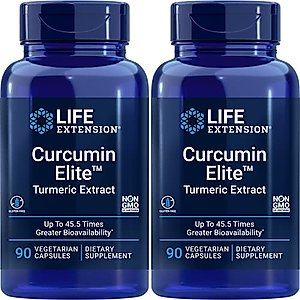 Life Extension Curcumin Elite Turmeric Extract, 90 Caps (Pack of 2)