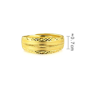 CHOW SANG SANG 999.9 24K Solid Gold Price-by-Weight 3.36g Gold Modern Stripe Band Ring for Women 82819R | Size Adjustable