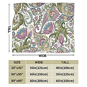 Paisley Fleece Blanket Throw Blanket, Ultra-Soft Cozy Micro Fleece Blanket for Sofa, Couch, Bed, Camping, Travel, & Car Use-All Seasons Suitable50 X40