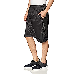 Southpole Men's Athletic Gym Mesh Shorts with Pockets, Lightweight, Quick Dry, Breathable, Black, XX-Large