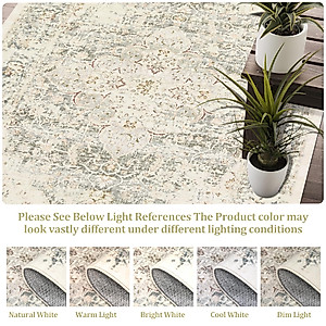 CAREMEE 8x10 Area Rug for Living Room Machine Washable Non Slip Vintage Retro Rugs Stain Resistant Distressed Rugs Large Rugs Low Pile Throw Rug for Dining Room Home Office, Hazel