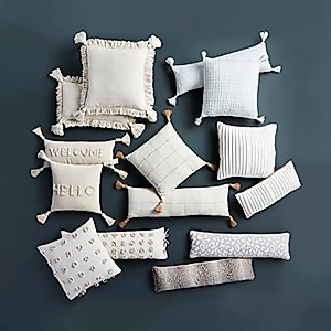 Mud Pie Woven Check Pillows, TAN