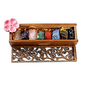 vuUUuv Chakra Stones Set -Natural Rough Raw Stone Reiki Healing Crystals for Healing, Meditation, Chakra Balance or Ritual（ Rough*8 pcs）