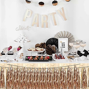 4P Champagne Gold Foil Fringe Metallic Streamers Banner Tassel Garland for Parade Floats, Bachelorette, Wedding, Birthday, Halloween, Christmas, Bridal/Baby Shower Party Decorations