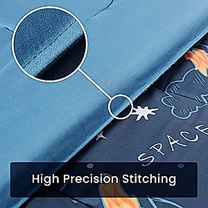 SLEEP ZONE Kids Twin Bedding Comforter Set - Super Cute & Soft Kids Bedding 5 Pieces Set with Comforter, Sheet, Pillowcase & Sham (Space Rocket)