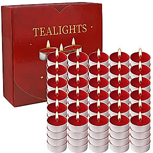 100 Packs Red Tealight Candles,Romantic Love Unscented Tea Lights Candles,Dripless & Long Lasting Smokeless Mini Tealight Candles for Mood,Romantic Decor,Pool,Dinners,Home,Wedding,Crafts(Red)