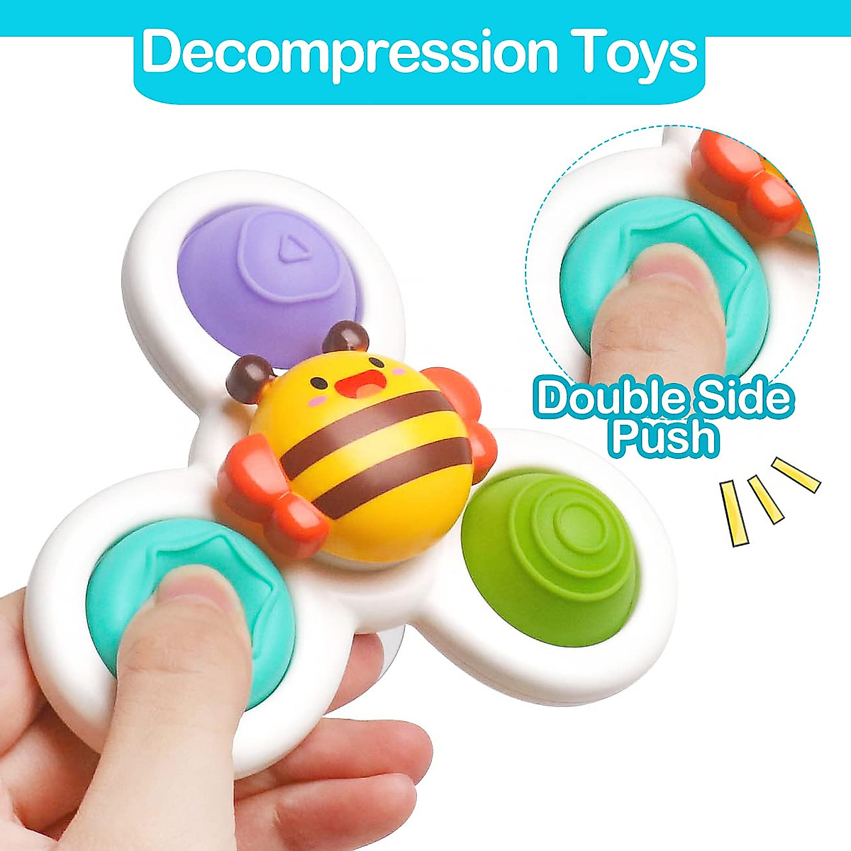 NAODONGLI 3PCS Suction Cup Toy for Baby 12-18 Months Spinning Sensory High Chair Toys Car Window Airplane Travel Toys First Birthday Easter Gift for Toddlers 1 2 3 Year Old Boys Girls