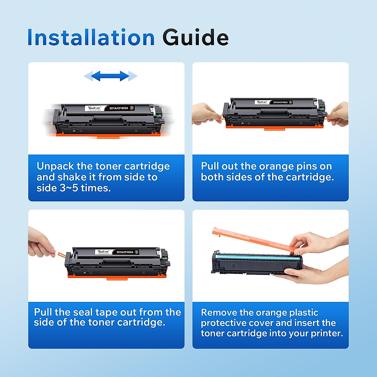 Valuetoner Compatible Toner Cartridge Replacement for HP 201A 201X CF400X CF400A CF401A CF402A CF403A for Color Pro MFP M277dw M252dw M277c6 M277n M277 M252n Printer(Black, Cyan, Magenta, Yellow)
