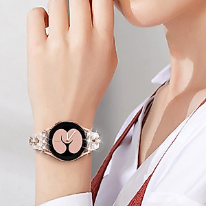 Galaxy Watch 5 Bands 44mm 40mm /Galaxy Watch 5 Pro Band 45mm Compatible for Samsung Watch 4 40mm 44mm/ Watch 4 Classic 46mm Jewelry Bracelet Women Bling Glitter Rhinestone Pearl Bangle Wristband